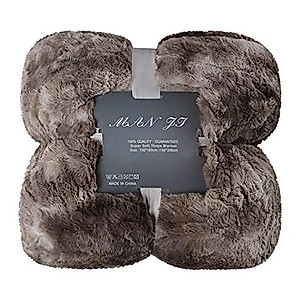 PiccoCasa Soft Faux Fur Blanket Twin Size - Reversible Tie-dye Luxury Shaggy Throw Blanket for Sofa, Couch and Bed - Plush Fluffy Fleece Blankets As Gifts 60 x 78 Inch Brown