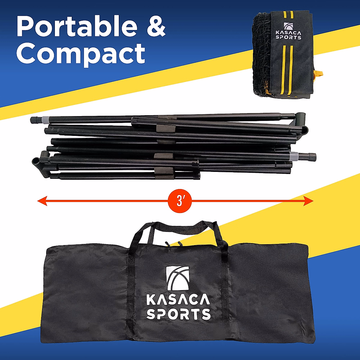 Kasaca 17 Feet Portable Multipurpose Net for Casual Use Beach Paddle Game Beach Volley Ball Net Set Casual Pickleball Net Portable Outdoor Badminton Net for Driveway Indoor Ball Game Nets