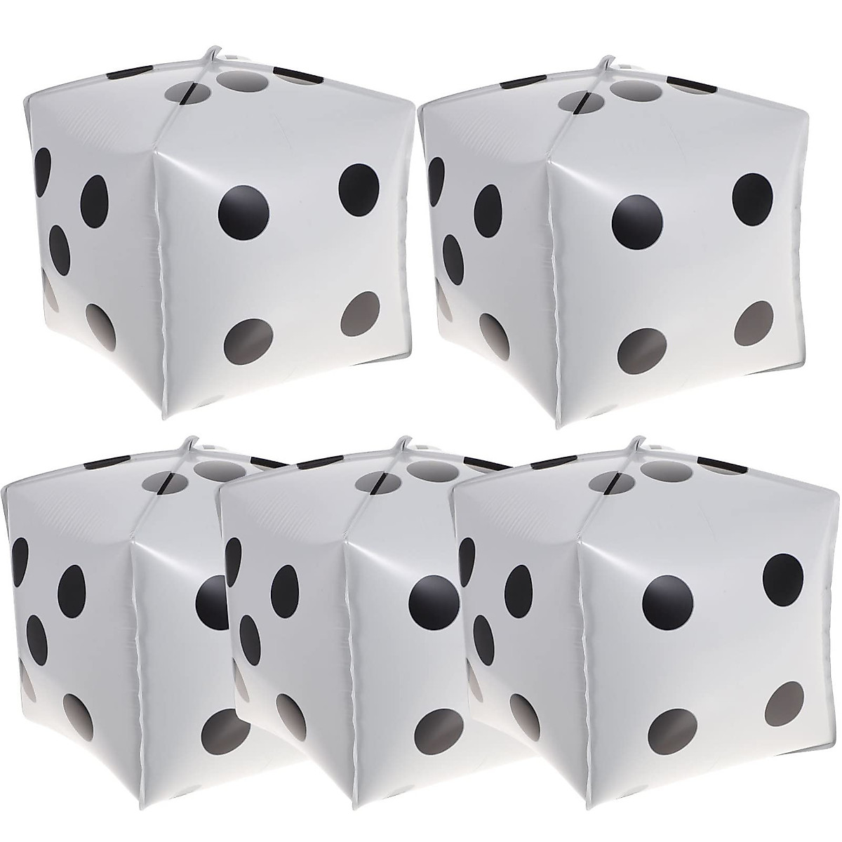 5pcs Square Dice Balloons Aluminum Dice Foil Balloons Cube Balloons for Theme Party Decorations,White