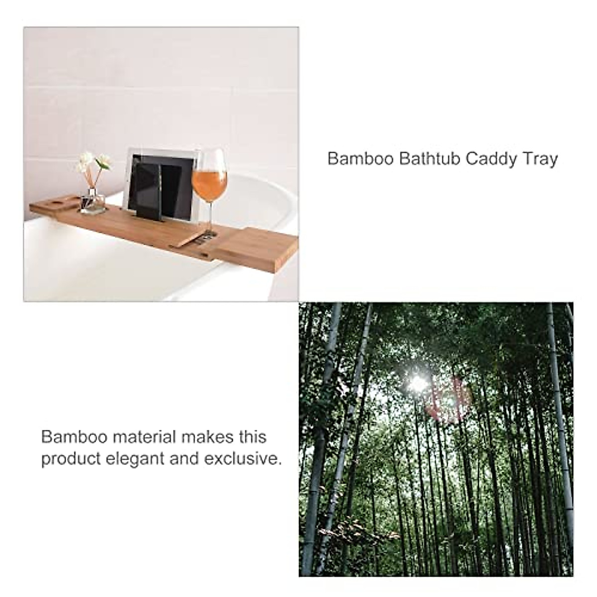 JAHH Bathtub Tray Spa Bathtub Caddy Organizer Rack Book Wine Tablet Holder Bottom Bath Tub Tray Bridge Shelf