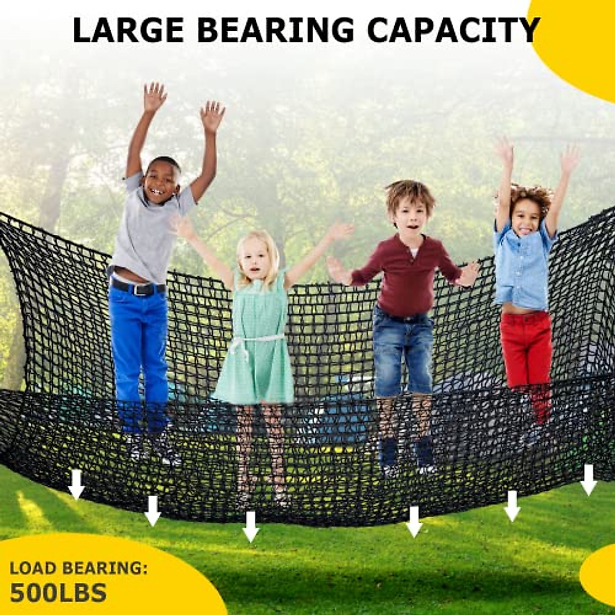 YUCHENGTECH Climbing Cargo Net 9.8' x 9.8' Kids Playground Net Double Layers Heavy Duty Backyard Net Bridge for Tree House Tree Fort Back Yard (9.8' X 9.8')