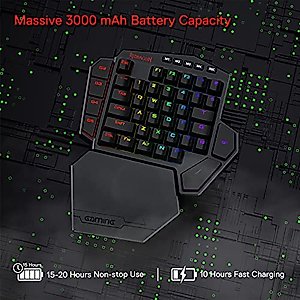 Redragon K585 DITI Wireless One-Handed Mechanical Keyboard, 42 Keys 2.4Ghz RGB 40% Gaming Keypad with 7 Onboard Macro Keys, Detachable Wrist Support, Durable Battery (Red Switch)