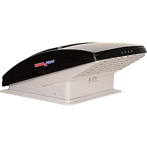 MAXXAIR Maxxfan Deluxe Vent, Fan and Vent Cover All in One - Powerful 4-Speed Reversible Fan with Thermostat, Built-in Rain Cover, Exhuast Air Only, Fits 14"x14" Roof Openings, Smoke (00-06401K)