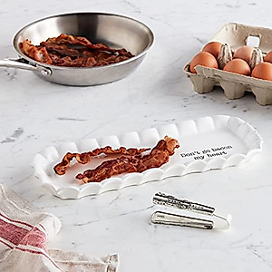 Mud Pie Bacon Serving Tray Set, White, 12" X 4.5"