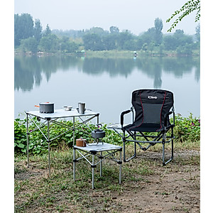 iClimb 1 Ultralight Compact Anti-Sinking Large Feet Chair and 1 Lightweight Stable Folding Square Table Bundle, for Single Adult Outdoor Backpacking Hiking Camping Beach Concert