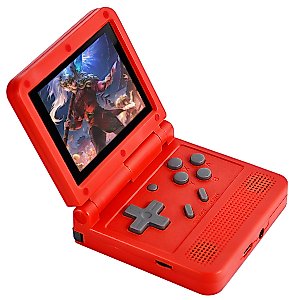Retro Handheld Game Console 3 inch IPS Screen, Mini Clamshell Open Source System Games Consoles with 64G TF-Retro Games, Built-in Rechargeable Battery, Portable Hand Held Game Video Consoles (Red)