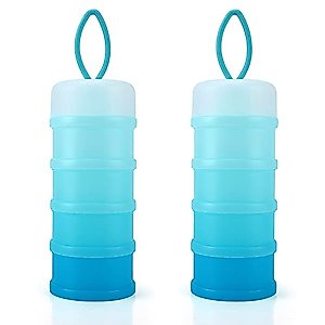 Accmor 2pcs Baby Milk Powder Formula Dispenser, Formula Dispenser On The Go, Stackable Formula Container for Travel, Non-Spill Baby Snack Storage Container, BPA Free