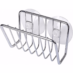 Toplife Kitchen Sink Suction Holder for Sponges, Scrubbers, Soap (Silver)