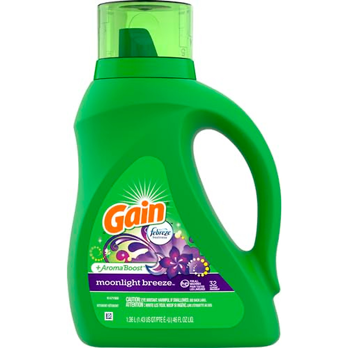 Gain + Aroma Boost Liquid Laundry Detergent with Febreze Freshness, Moonlight Breeze, 32 Loads 50 fl oz