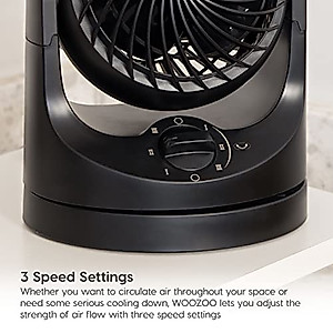 IRIS USA WOOZOO Fan, Small Oscillating Desk Fan, Table Air Circulator, 3 Speeds, 32ft Max Air Distance, Mini Fan 8 Inches, 112° Adjustable Tilt, 27.5 db Low Noise, Pink