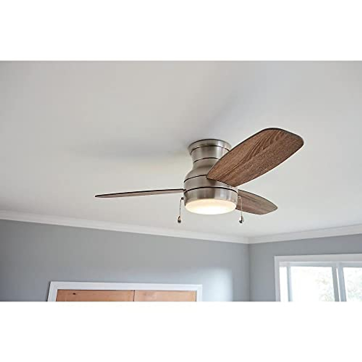 Ashby Park 44 in. White Color Changing Integrated LED Brushed Nickel Ceiling Fan with Light Kit and 3 Reversible Blades