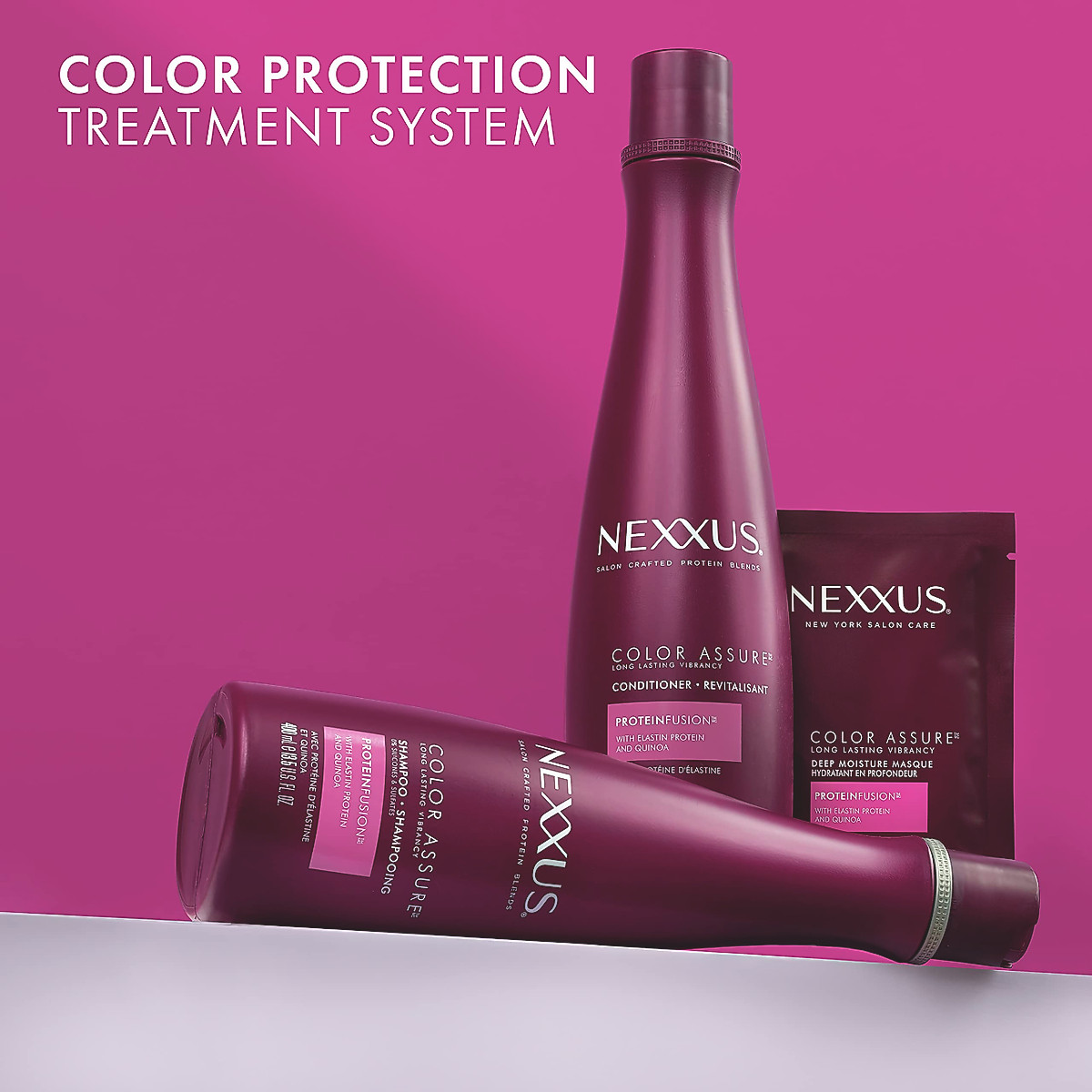 Nexxus Color Assure Shampoo ProteinFusion Twin Pack For Colored Hair Enhanced Color Vibrancy Sulfate-free & Silicone-free 13.5 oz