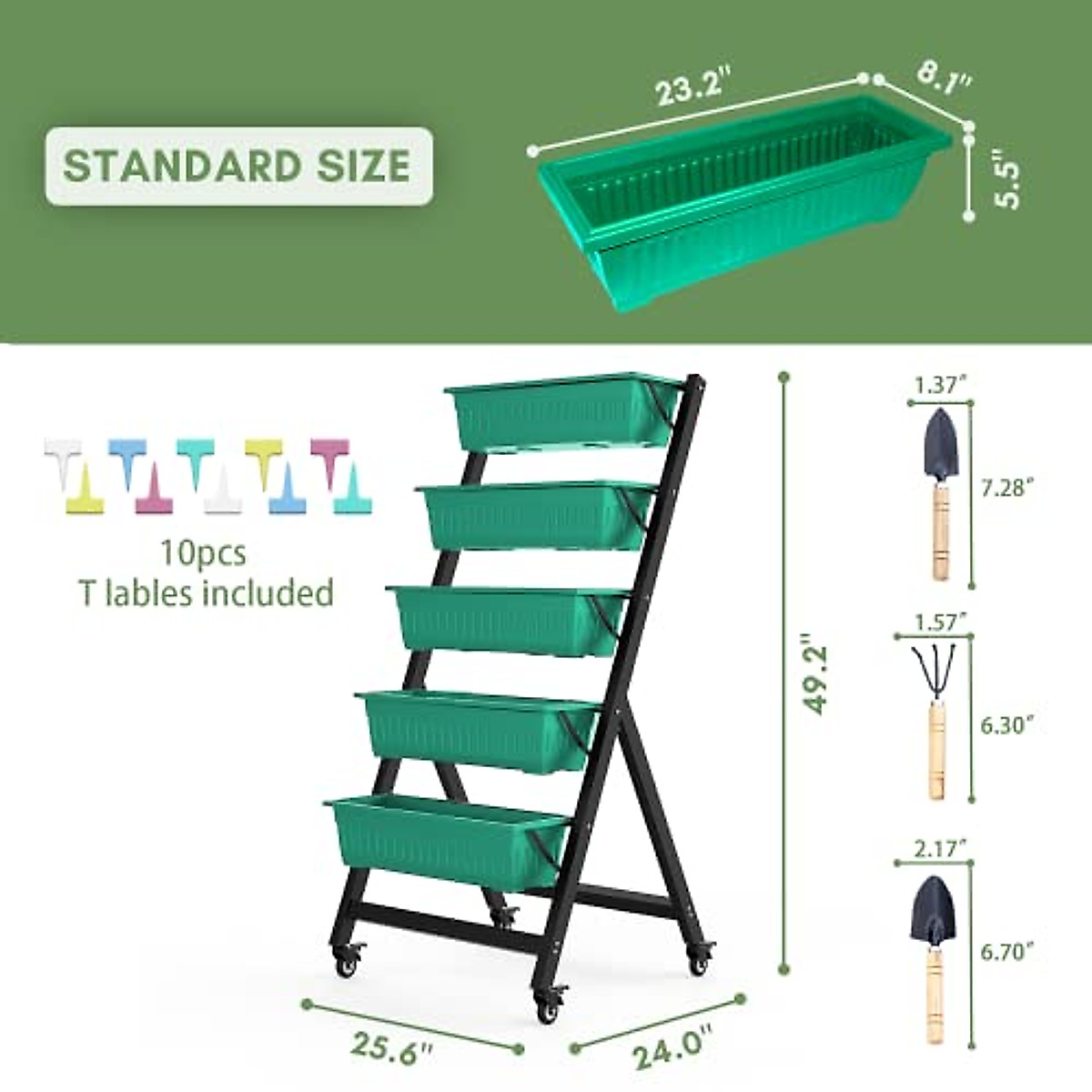 TOREVSIOR 5 Tiers Vertical Garden Bed, Vertical Garden Planter Indoor and Outdoor, Vertical Elevated Garden Bed Perfect for Vegetables Flowers Herbs