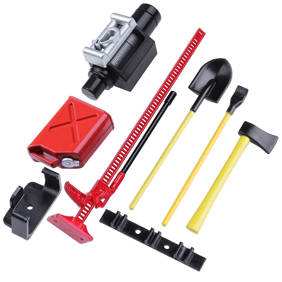 HobbyPark Mini RC Rock Crawler Accessories Decorative Tool Sets Digging Shovel Fuel Tank High Jack Winch for 1:10 Climbing Car