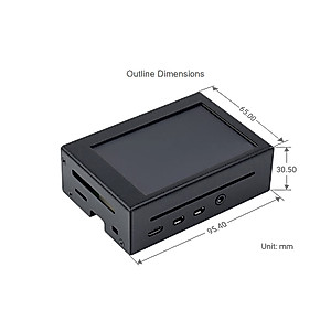 waveshare 3.5inch Display Aluminum Case for Raspberry Pi 4B, Compatible 3.5inch RPI LCD, with Heatsinks for Better Cooling, Precise Opening Design