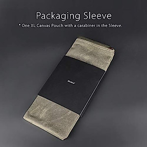 XL Water Resistant Zipper Document Holder, Fits Manila Folder, Rustic Extra Large Waxed Canvas Pouch Full Grain Leather, Inner Pockets, Carabiner, Hold Books, A4 Handouts, Travel Accessories. Olive.