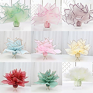 20 Counts Fresh Flowers Wrapping Paper,Waterproof Florist Bouquet Paper and 35 Yards 1" Fabric Ribbons Set,Gift Packaging or Gift Box Packaging,DIY Crafts,Florist Bouquet Supplies 23x23 (Rose Pink)