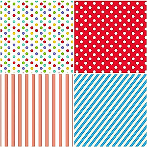 WRAPAHOLIC Wrapping Paper Roll - Stripes and Polka Dots Print with Cut Lines for Birthday, Holiday, Baby Shower - 4 Rolls - 30 inch X 120 inch Per Roll