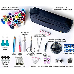 VelloStar Sewing Kit for Adults - Over 100 Sewing Supplies and Accessories - Needle and Thread Kit for Sewing - Hand Sewing Kit Basic for Small Fixes - Sewing Kit for Beginners for Travel Emergency