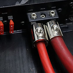 KIMISS Amp Input Reducer, 2pcs Amp Input Adapter 1/0 Gauge to 4 Gauge Wire Reducer Adapter Nickel Plated 6061 Aluminum for Cars Boats