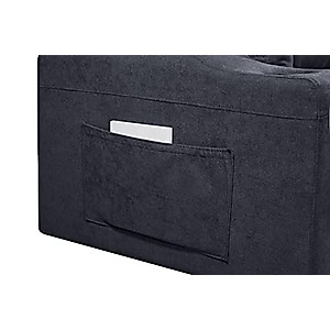 BIADNBZ Reversible Sectional Sleeper Sofa Bed L-Shaped Couch for Living Room/Apartment, with Storage Chaise, Side Pockets &Cup Holders, Dark Gray