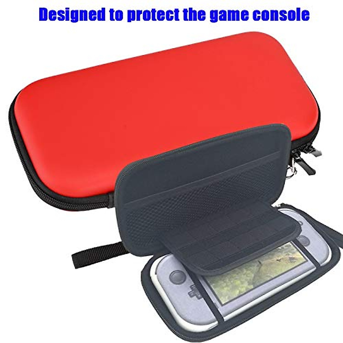 Aoutecen Lite Game Storage Bag, Hard Shell Waterproof Anti-Collision,Anti-Fall Scratch Resistant Game Consloe Carrier Hand Strap for Outdoor for Travel(red)