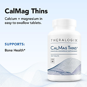 Theralogix CalMag Thins Calcium & Magnesium Supplement - Bone Support Supplement for Women & Men - Contains 200 mg of Calcium and 50 mg of Magnesium - NSF Certified - 360 Tablets