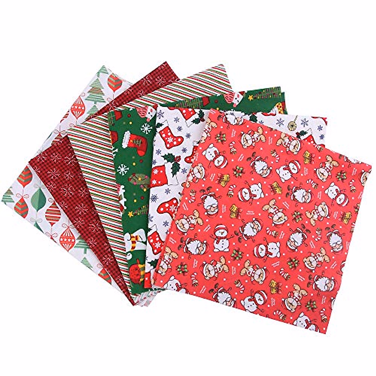 MoonyLI Christmas Theme Craft Cotton Fabric Bundle Patchwork DIY Craft Quilting Precut Squares Fabric Scraps Printed Floral Fabric Patchwork Precut Snowflakes Fabric DIY