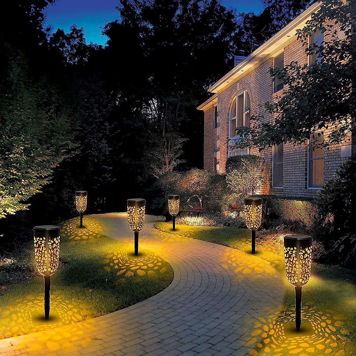 6 Pack Solar Garden Lights Outdoor Decor, Solar Path Lights Outdoor Waterpoof, Auto On/Off Solar LED Christmas Halloween Decorative Landscape Lighting for Yard Pathway Patio Walkway (Warm White)