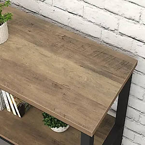 FOLUBAN Small Bookshelf and Bookcase, 3 Tier Open Book Shelf, Modern Metal and Wood Shelving Unit for Living Room Bedroom, Oak