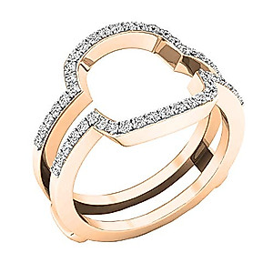 Dazzlingrock Collection 0.25 Carat (ctw) 14K Round Diamond Ladies Wedding Band Double Ring 1/4 CT, Rose Gold, Size 8