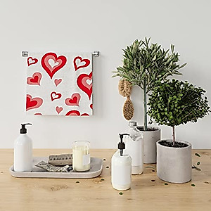 My Little Nest Hand Towels for Bathroom Pattern of red Hearts Absorbent Small Bath Towel Soft Kitchen Towels Fingertip Towel for Guest and Bar 30 x 15 inch