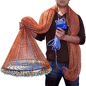 BBGS High Strength Fly Cast Net, Fly Cast Net Fishing Tools, Hand Throw Cast Net, 360cm Fishing Casting Net, for Fishermen Fishing (Size : 6m)