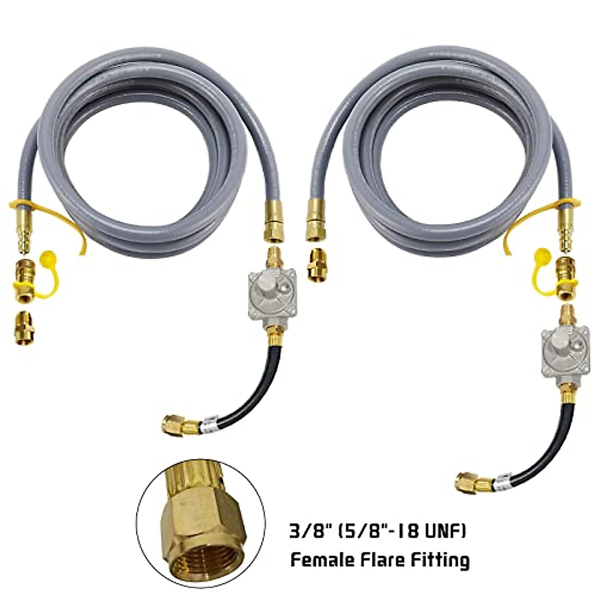 MCAMPAS 10 Feet 1/2" ID Natural Gas Quick Connect Hose and Regulator Replacement for Kitchen-Aid 710-0003 Gas Grill Conversion Kit,Convert 4-Burner Cabinet Style Gas Grill to Natural Gas