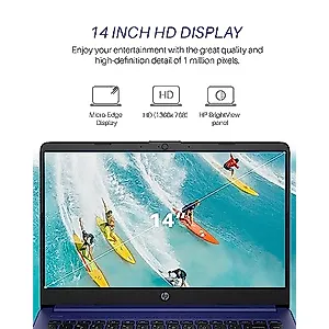 HP 2023 Newest 14" Thin and Light Laptop for Student and Business, Intel Celeron N4120, 16GB RAM, 320GB Storage (64GB eMMC+256GB Micro SD), 12H Long Battery, Win 11 Home S, Bundle with JAWFOAL