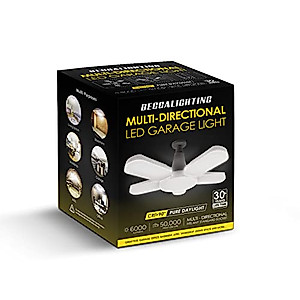 BECCALIGHTING LED Garage Light UL Listed 60 Watts - Daylight Bright White 5000K Garage Lights Ceiling LED 6000 Lm Garage Lighting Fixture, Multi Directional Panel Light for Basement, Barn, High Bay