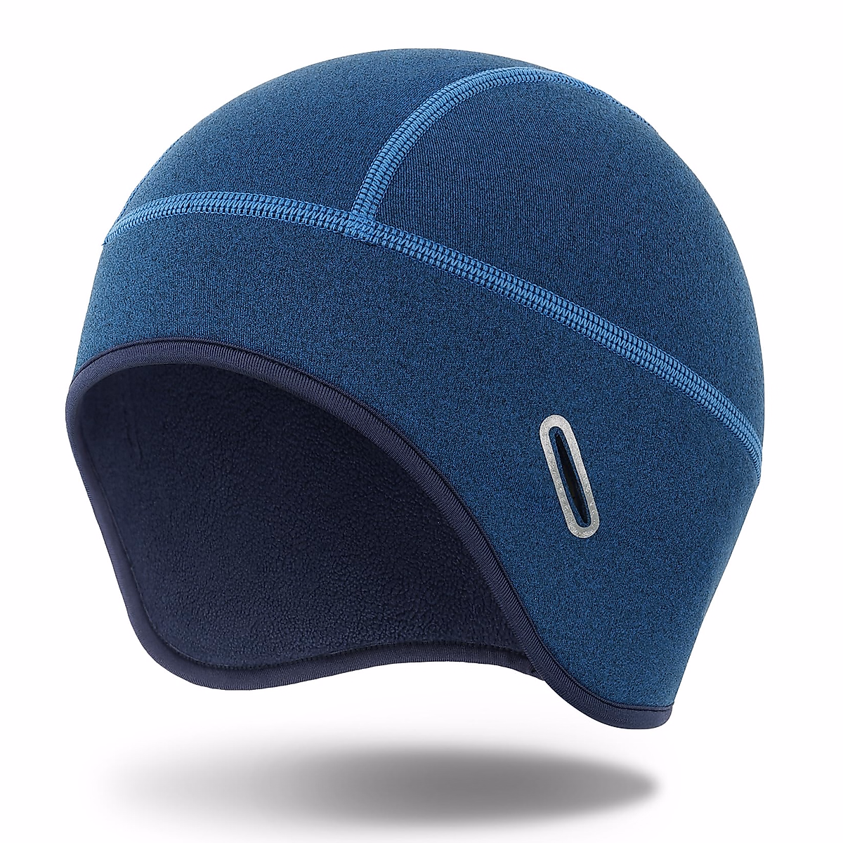 MELASA Winter Helmet Liner Skull Cap for Men Women, Fleece Lined Warm Cycling Cap with Glasses Holes, Thermal Hat Beanie for Running Cycling Motorcycle(Blue)