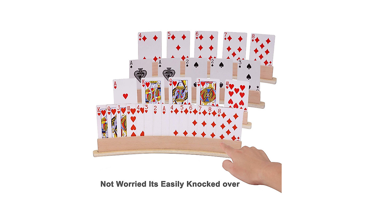 Exqline Wooden Curved Card Holders Set of 4 for Easy & Discreet Play