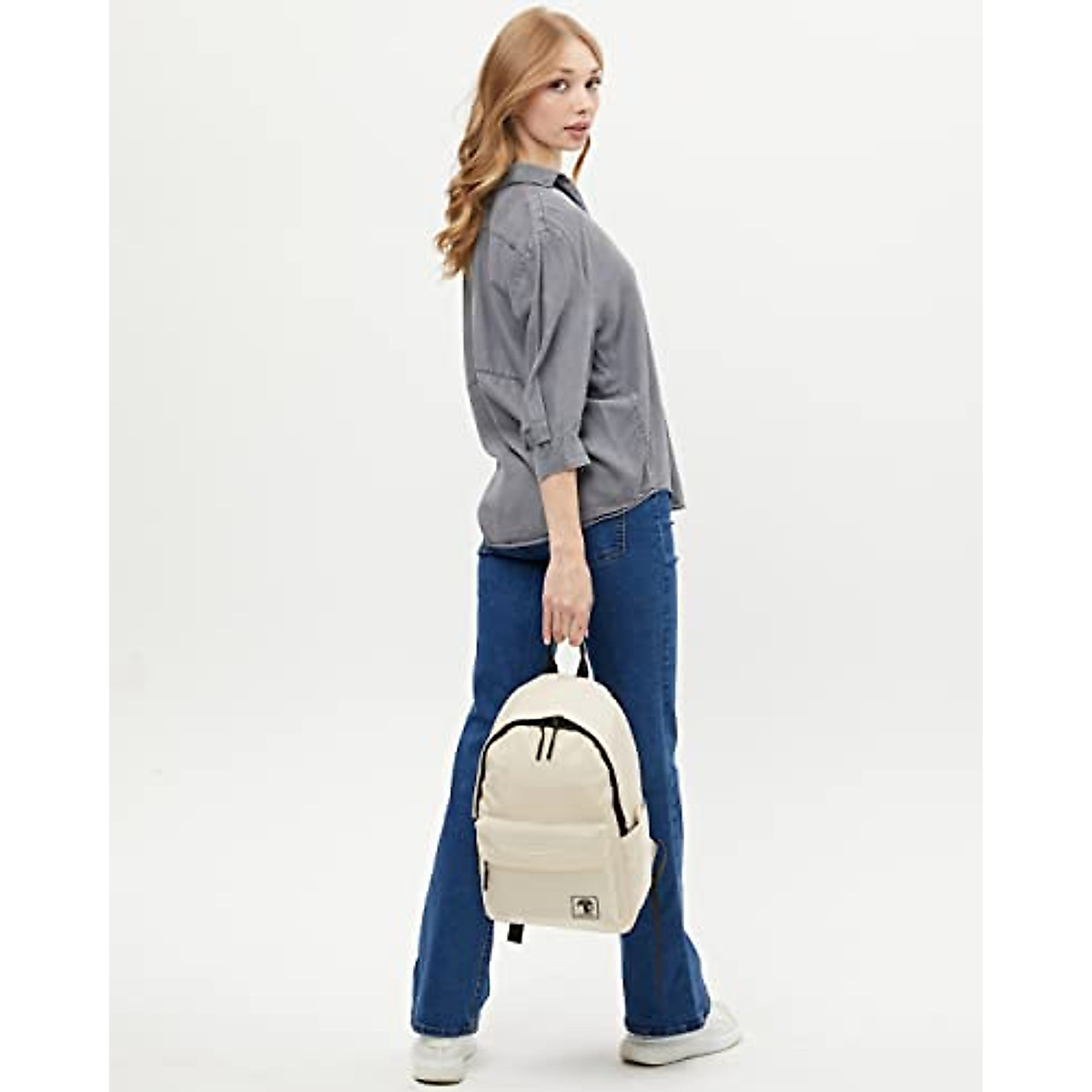 TALMONT Backpack for Women Small Waterproof Laptop Backpack for School and College Lightweight Women's bag Carry-on Flight approved womens Backpack Mochilas (Milk)