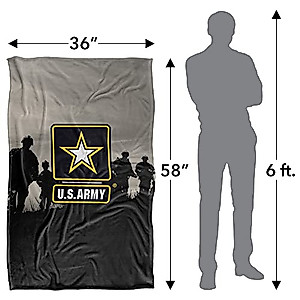 U.S. Army Blanket, 36"x58" U.S. Army Logo with Soldier Silhouette, Silky Touch Sherpa Back Super Soft Throw