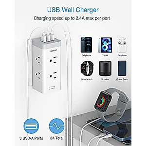 Multi Plug Outlet Extender with USB, TESSAN Surge Protector Outlet with 3 USB Wall Charger, 1050J Multiple Outlet Expander with 6 Electrical Outlet for Home, Dorm Room Essentials