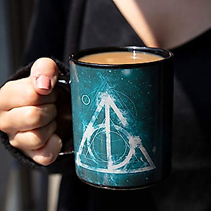 Harry Potter Deathly Hallows Heat Changing Coffee Mug - Symbol Image Reveals with Heat - Officially Licensed - Gift for Kids, Teens & Adults - Ceramic