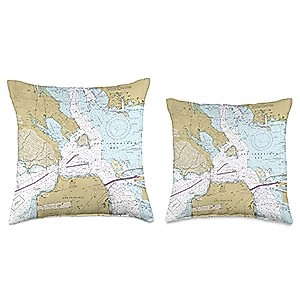 15 Degrees East Nautical Chart-Entrance to San Francisco Bay, Sausalito Throw Pillow, 16x16, Multicolor