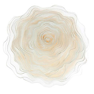 K-Cliffs Ruffled Rose Floral Chiffon Decorative Pillow Throw Round 16", Champagne