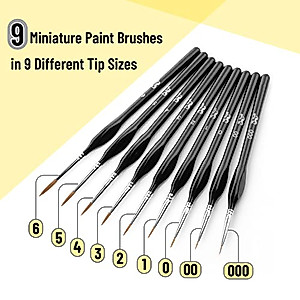 Mr. Pen- Miniature Paint Brushes, 9 Pcs, Detail Paint Brush Set, Fine Paint Brush, Fine Detail Paint Brush Set, Detail Paint Brushes, Model Paint Brushes, Detail Brush Set, Mini Paint Brushes