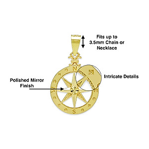 Charm America - Gold Petite Compass Charm - 10 Karat Solid Gold