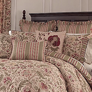 Waverly Imperial Dress Modern Farmhouse Floral 4-Piece Reversible Comforter Set, Queen, Antique