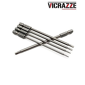 VICRAZEE 1.27 1.5 2.0 2.5 3.0mm Hex Head Allen Wrench Drill Bit Set S2 Steel 1/4" Hex Shank 4.3" Long for Electric Screwgun/Power Drill RC Hobby Tools Kit (5-Pack)