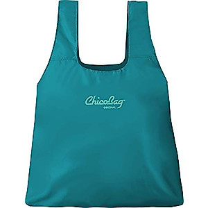 ChicoBag Original Compact Reusable Grocery Bag w/Attached Pouch and Carabiner Clip | Eco-Conscious Packable Tote | Variety 4pk - Mazarine, Aqua, Orange Peel, & Yellow (Pack of 4)