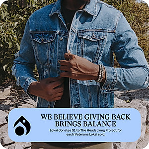 Lokai Silicone Beaded Bracelet for Veterans Awareness - Medium, 6.5 Inch Circumference - Jewelry Fashion Bracelet Slides-On for Comfortable Fit - Veterans Awareness Bracelet for Men, Women & Kids